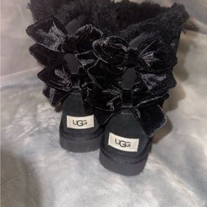 UGG | Shoes | Ugg Classic Bailey Bow Ii Black Velvet Bow Boot | Poshmark